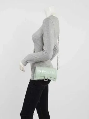 Balenciaga | Bags | Balenciaga Light Green Croc Embossed Leather Soft ...